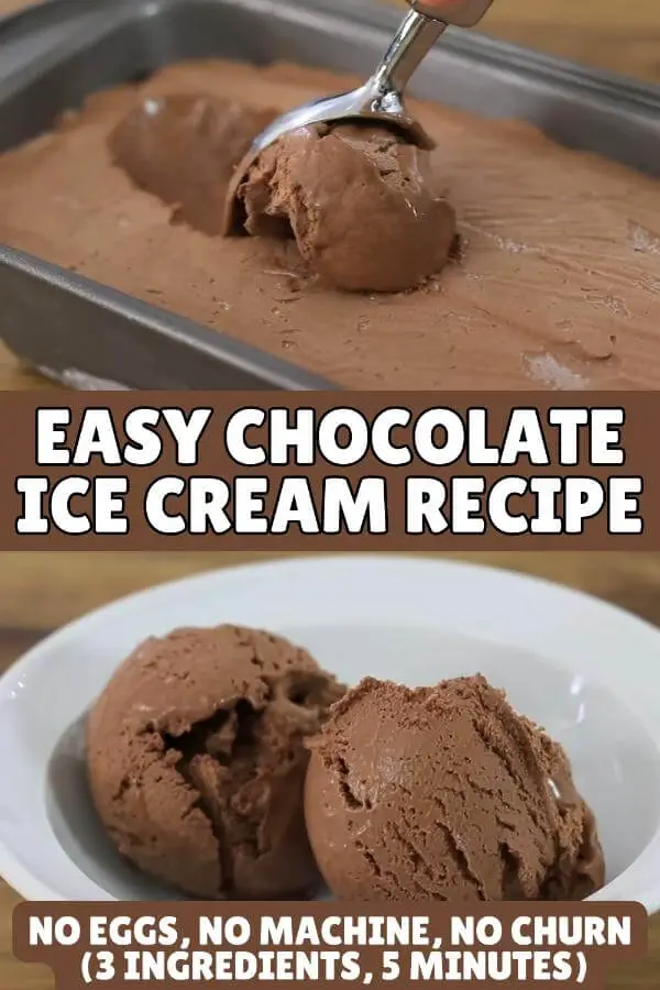 Easy Chocolate Ice Cream Recipe No Eggs (3 Ingredients)
