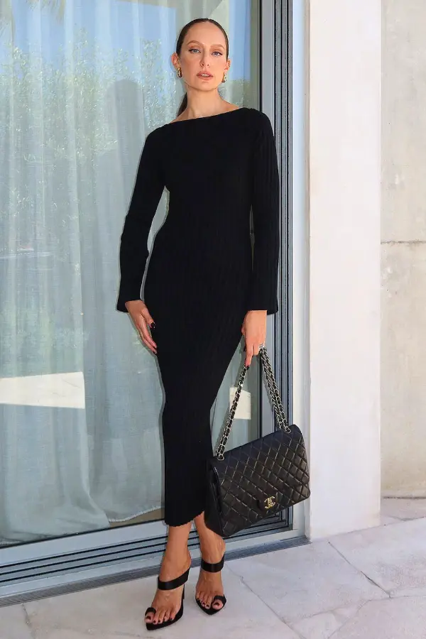 10 Black Knit Dress Outfit Ideas That Look Good Every Time